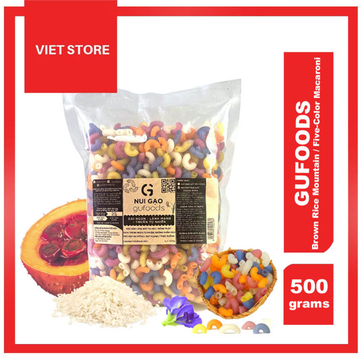 Viet Store GUfoods Brown Rice Mountain / Five-Color Macaroni 500g Pure Natural Product of ...