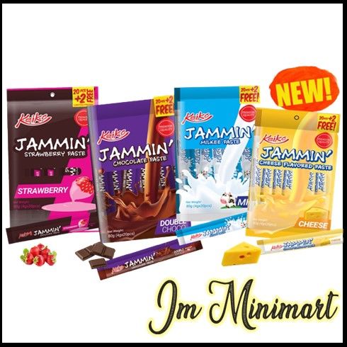 JM FG-0163 | JM Foods | Keiko Jammin' Chocolate | Milkee | Strawberry | Cheese [ 4g x 20 Sticks ...