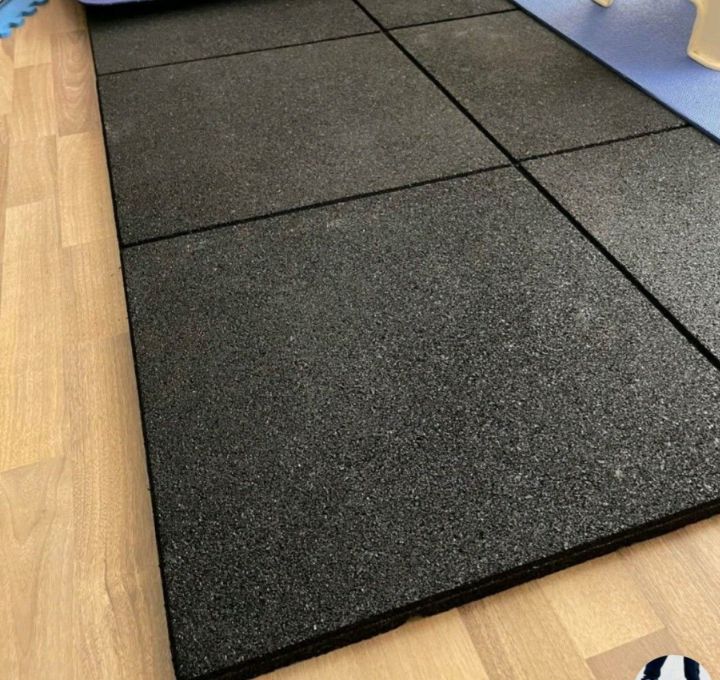 Fitness I Gym Hard Rubber Mats Floor Tile Mats 1m x 1m 15mm Black/Black ...