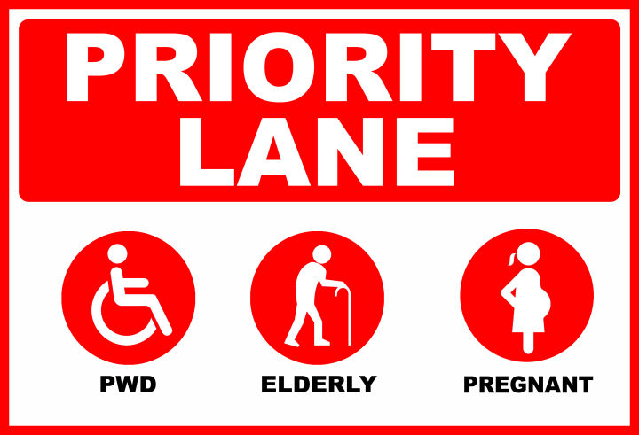 SIGN PRIORITY LANE SIGNAGE PVC TYPE OR PLASTIC LAMINATED WATERPROOF AND ...