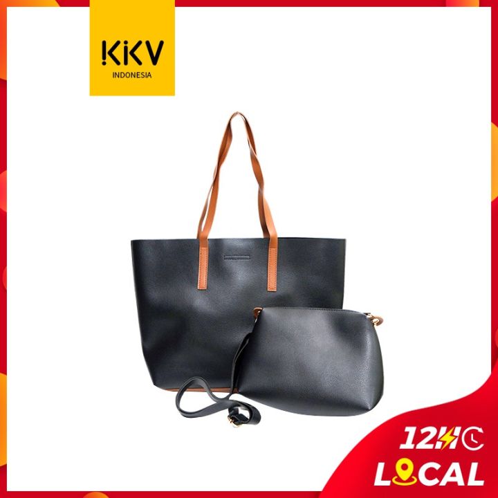 KKV - Woman's Black Design yang fashion dan vintage tote bag | Lazada ...