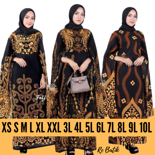 Gamis Cape Batik Gamis Lowo Wanit Muslim - Re Batik - S M L XL XXL 3L 4L 5L 6L 7L 8L 9L 10L ...