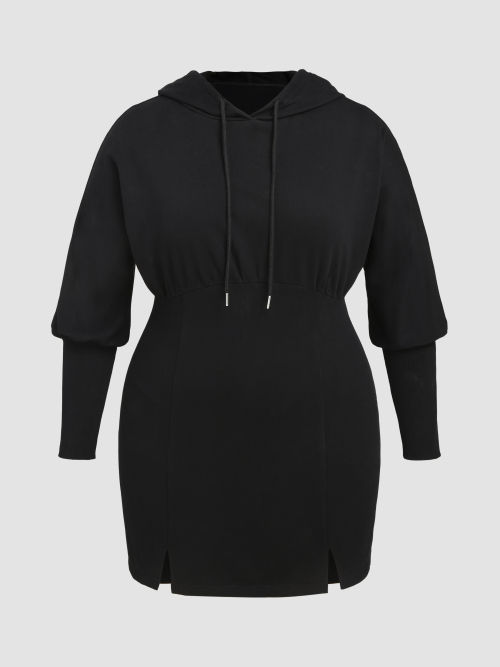 Cider Solid Drawstring Split Mini Dress Curve & Plus | Lazada.co.th