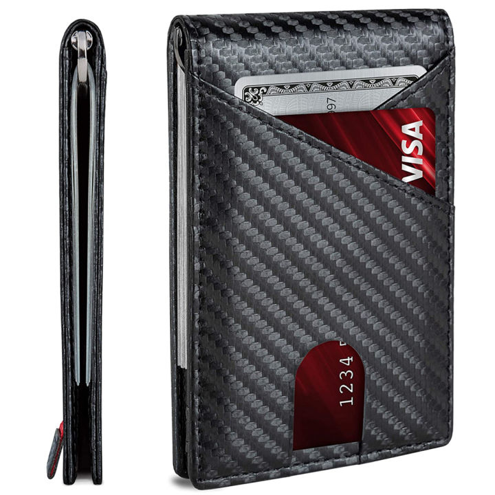 Slim Wallets for Men RFID Money Clip Slim Card Case Front Pocket ID ...