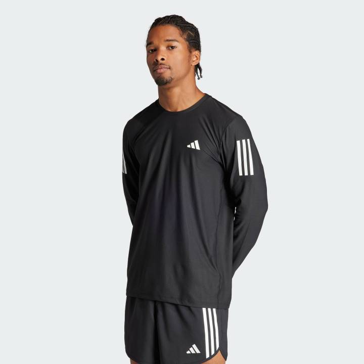 adidas Running Own The Run Long Sleeve Tee Men Black IN1486 | Lazada.co.th
