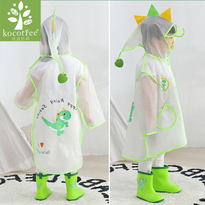 Kocotree Dinosaur children raincoat boys and girls kindergarten poncho Cartoon rain gear ...
