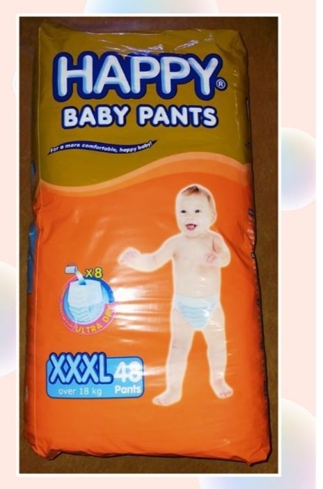 HAPPY Diaper Pants Jumbo Pack Triple Extra Large XXXL 48 sheets 1 pack ...