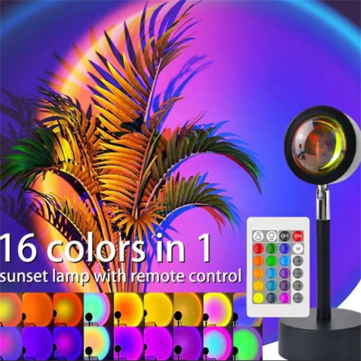 Portable 16 Colors USB Sunset Lamp LED Light with 16 Colors Remote ...
