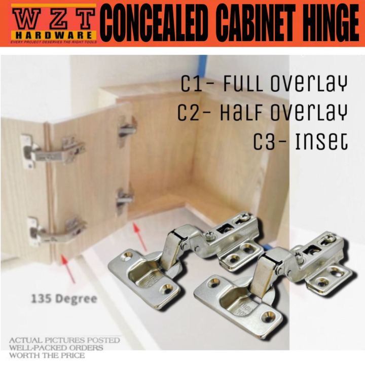 WZT HEAVY DUTY HYDRAULIC & ORDINARY CONCEALED HINGE FOR CABINETS ETC ( C1 C2 C3 ) | Lazada PH