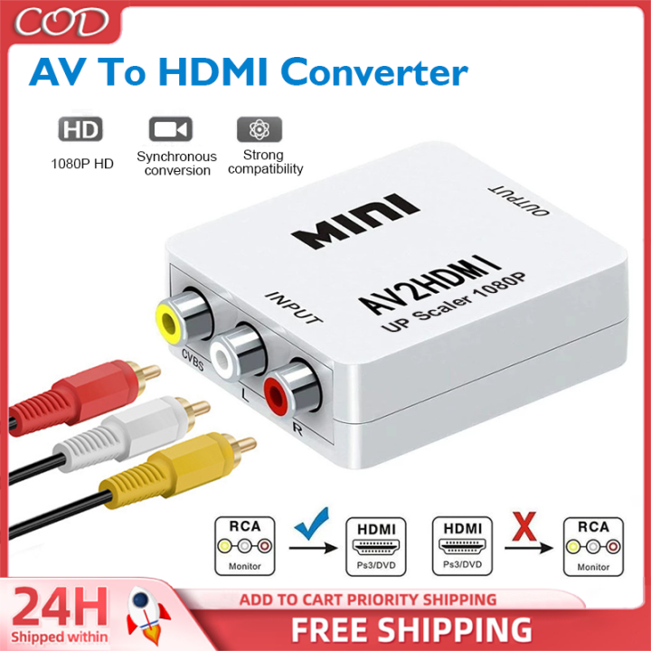 RCA AV To HDMI Converter 1080P AV2HDMI Adapter For DVD Projector STB ...