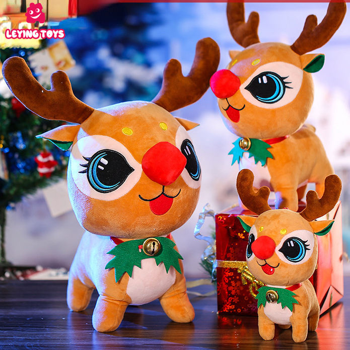 ของเล่น LEYING 2023ใหม่คริสต์มาสตุ๊กตากวางเรนเดียร์ของเล่นกวางน่ารักยัด ...