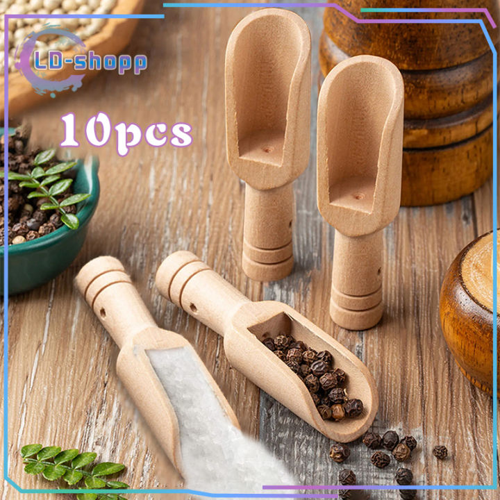 Isi 10 Sendok Garam Kayu Sendok Garam Sendok Gagang Bulat Teh Gula ...