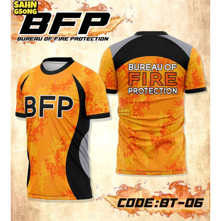 BFP Fire Department Men's T Shirts Full Sublimation Tops Casual Uniform ...
