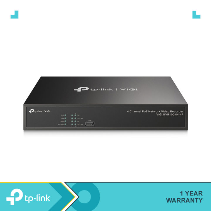 TP-Link VIGI NVR1004H-4P 4 Channel PoE+ Network Video Recorder, 4K HDMI Video Output & 16MP ...