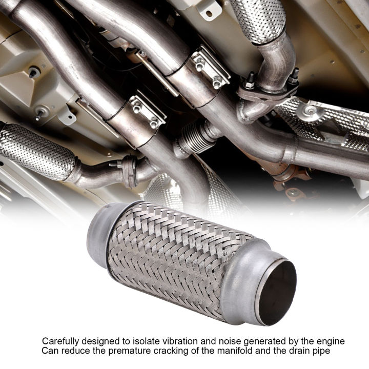 Exhaust Flexible Pipe Silver Exhaust Flexible Tube 1.75x6.1in Braided ...