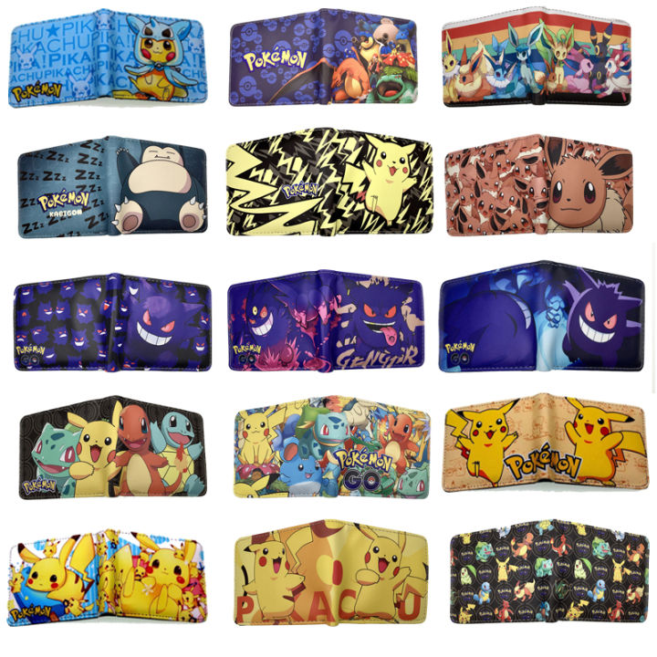 Anime Pokemon Pikachu Gengar Wallet Cartoon Snorlax Short PU Leather ...