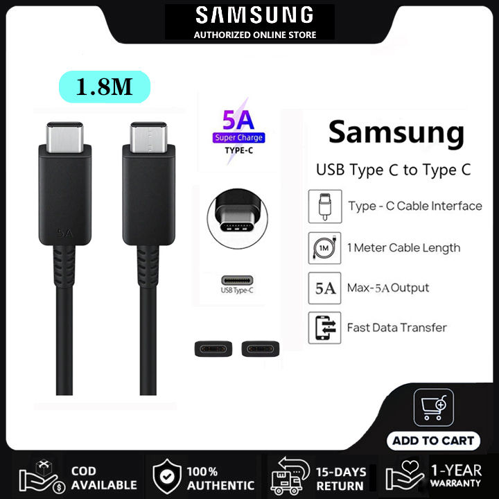 Samsung Cable 1.8M 5A PD Cables-(Support 45W Super Fast Charging 2.0 ...