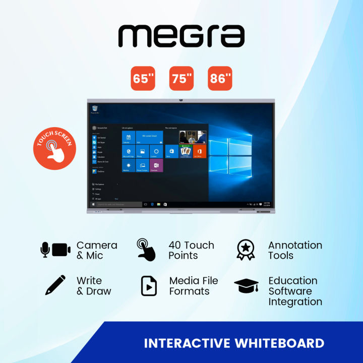 MEGRA Interactive Whiteboard 65'' / 75'' / 86'' Digital Interactive ...