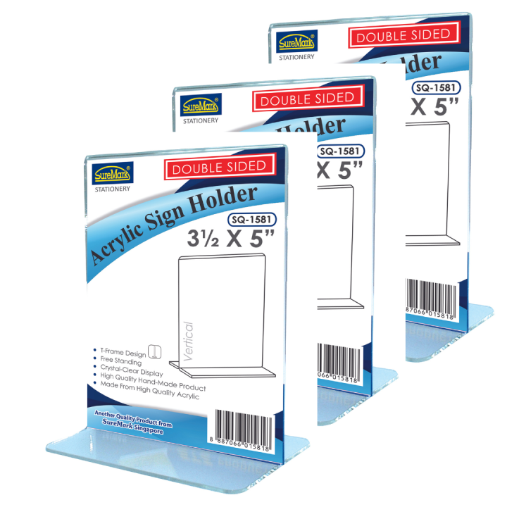 Suremark Acrylic Sign Holder 3 1/2 X 5" - Vertical - 3pcs | Lazada ...