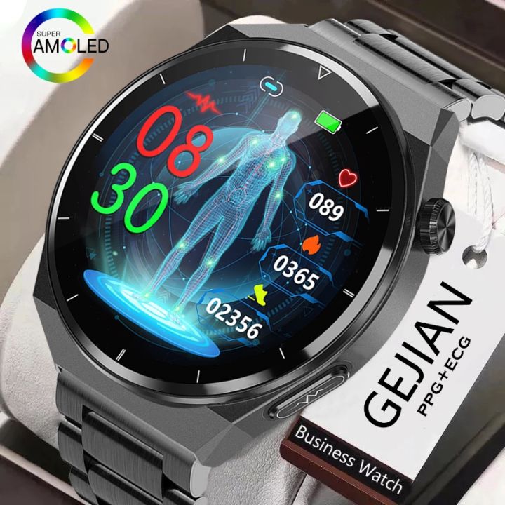 GEJIAN New Smart Watch นาฬิกาข้อมือผู้ชาย Heart Rate Blood Glucose ความดันโลหิตออกซิเจนในเลือด ...