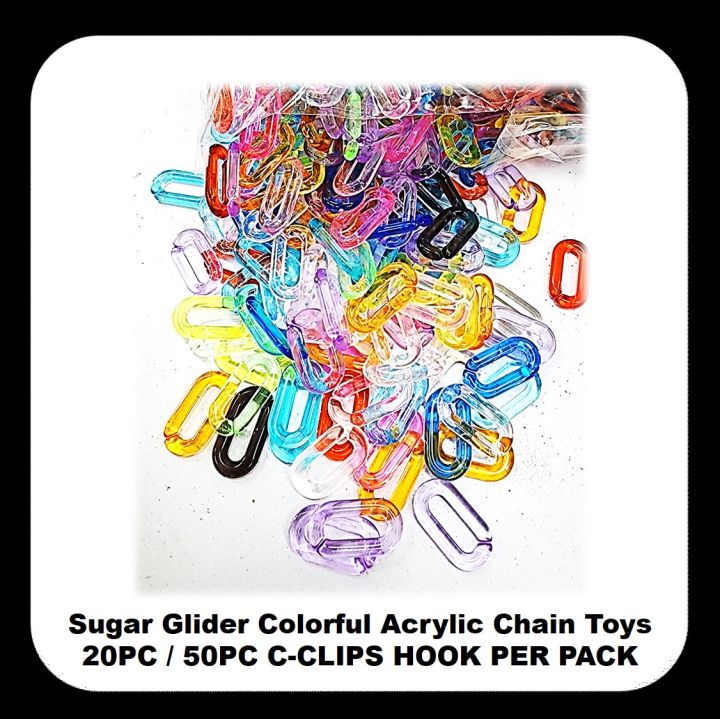 Sugar Glider Colorful Acrylic Chain Toys 20PC/50PC C-CLIPS HOOK PER ...