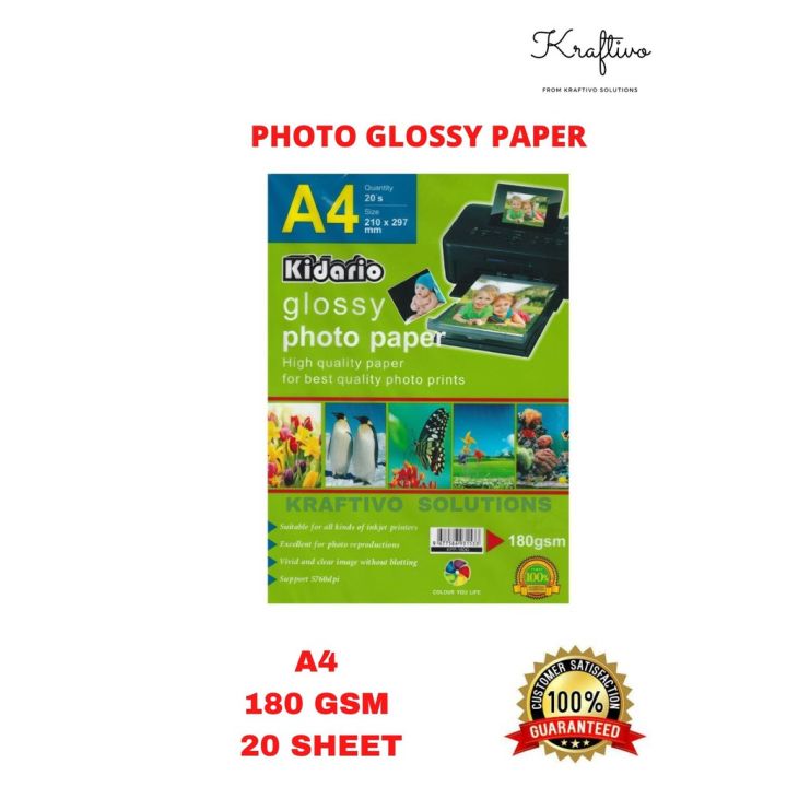 [ KPP-180G ] A4 KIDARIO GLOSSY PHOTO PAPER 180GSM 20S / KERTAS PHOTO ...