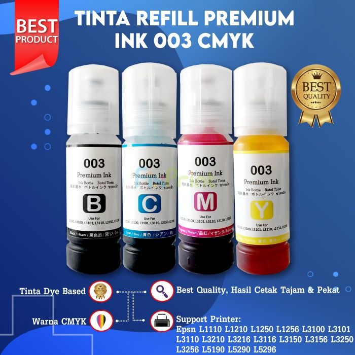 Tinta Refill 003 Premium Ink Printer Epson L1110 L1210 L5290 L3110 ...