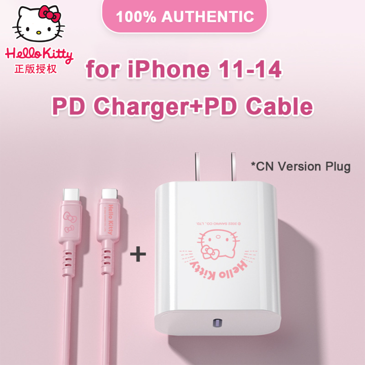 (Charger+Cable)100% Authentic Hello Kitty Cable 20W PD Fast Charger PD ...