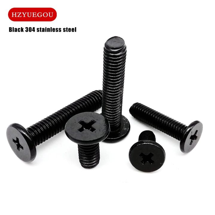 CM M1.6 M2 M2.5 M3 M4 M5 M6 Black 304 A2-70 Stainless Steel Cross Phillips Ultra Thin Super Low ...