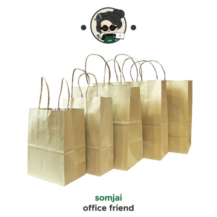 Somjai Selected ถุงกระดาษคราฟท์ หูหิ้วเกลียว หลายขนาด | Lazada.co.th