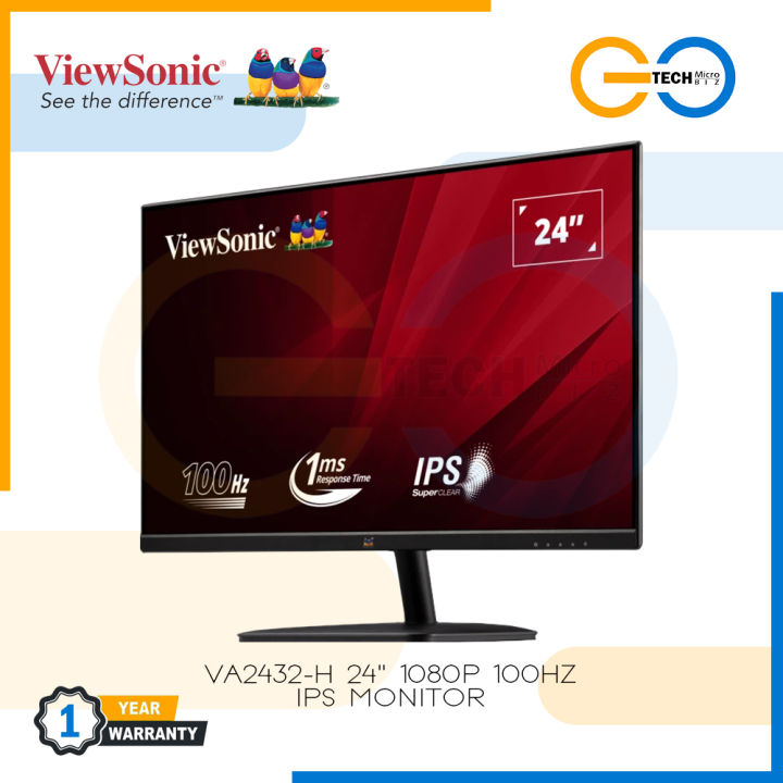 Viewsonic VA2432 H 24” 1080p IPS 100Hz Monitor with Frameless Design ...