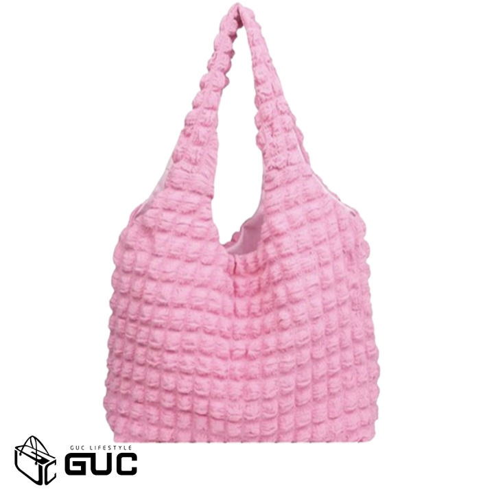 GUCSELECTED(B1814) กระเป๋าผ้าย่น ทรงนิ่ม ผ้ายับ สุดน่ารักแนวเกาหลี | Lazada.co.th