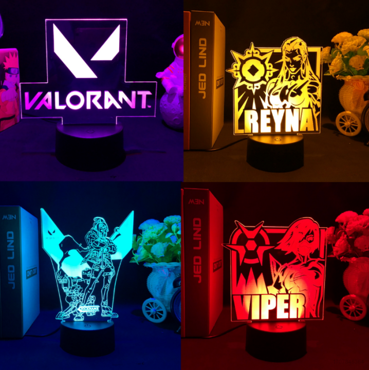 XL Game Valorant Night Light Anime Lamp Viper Reyna Killjoy Remote ...