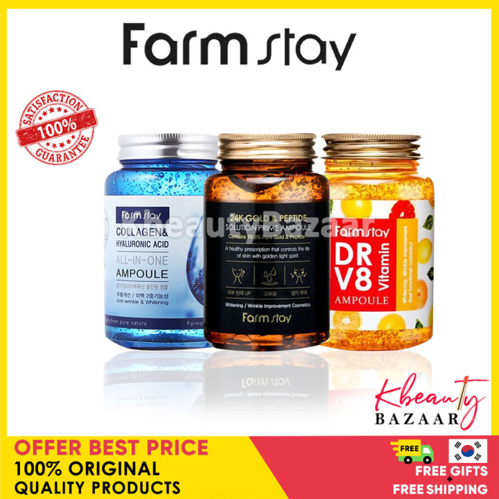 [FARMSTAY] Collagen & Hyaluronic Acid All In One Ampoule 250ml, 24K ...