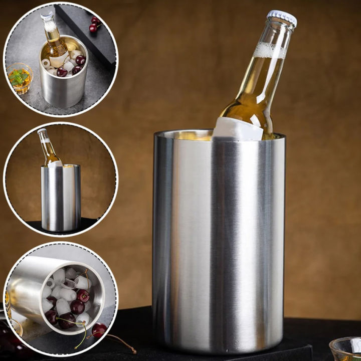Wine Chiller Bucket Stainless Steel Champagne Wine Cooler Beer Ice ...
