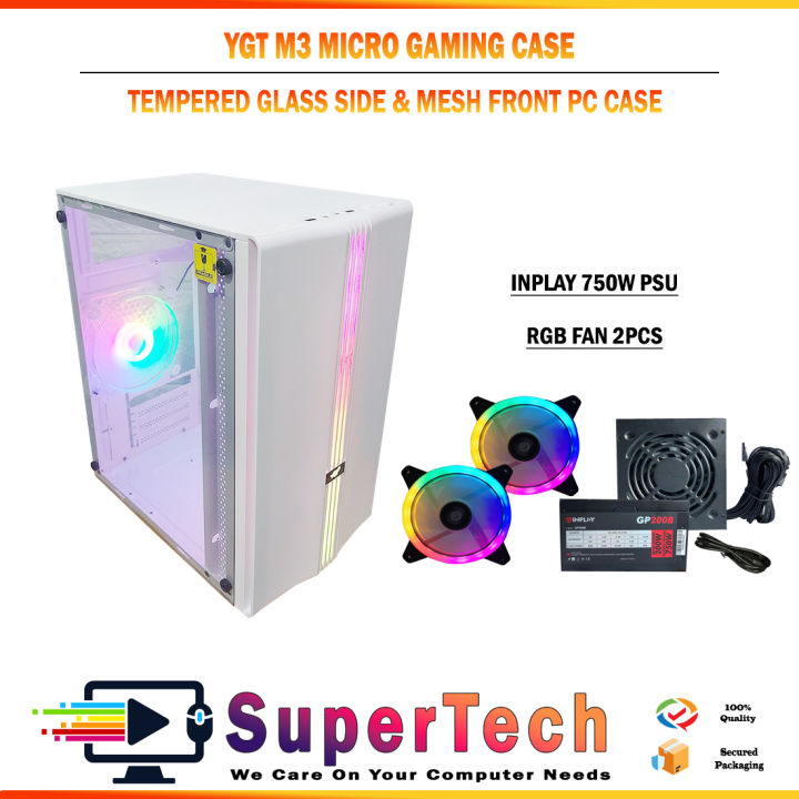 YGT M3 White/Black Micro Panel RGB Cool Lighting, Side Panel Tempered ...