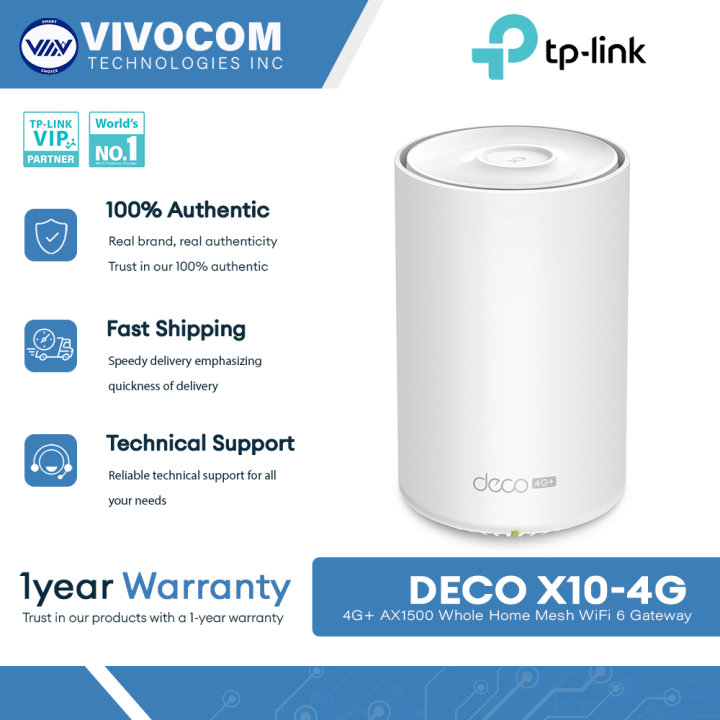 TP-Link Deco X10-4G+ AX1500 Whole Home Mesh WiFi 6 Gateway ...