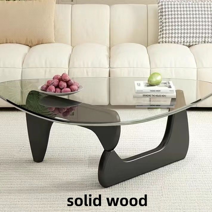 luxury center table for sala tempered glass coffee table solid wood ...
