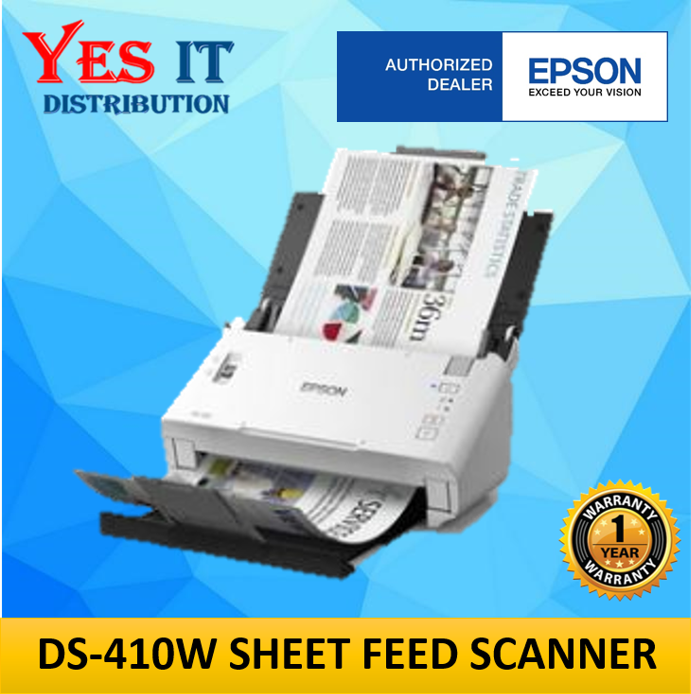 Epson DS-410 Sheet Feed Scanner Compact High-Speed Duplex ADF Document ...