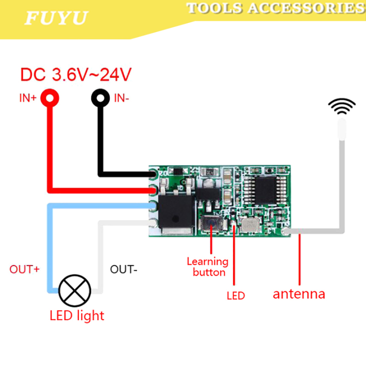 FUYU 433Mhz 1CH RF relay receiver wireless remote control light switch ...