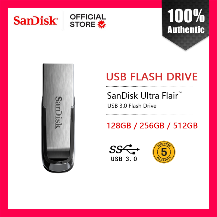 Sandisk Ultra Flair 64GB/128GB/256GB/512GB USB 3.0 Flash Drive (Speed ...