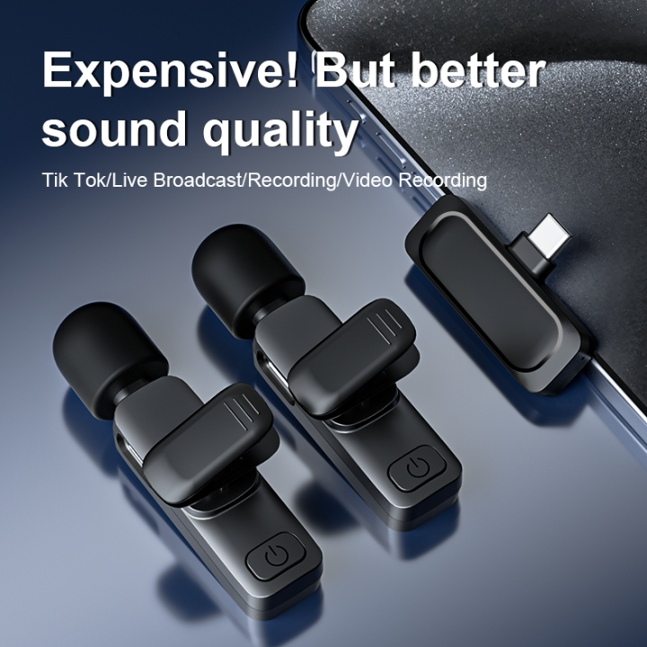 Wireless Microphone Rechargeable Audio Video Recording Mic For Type ...