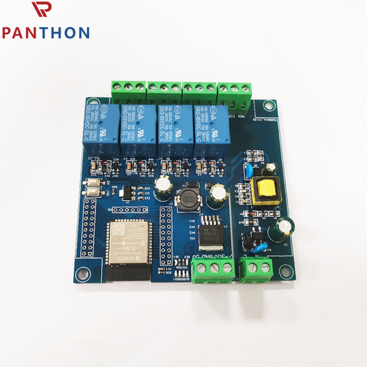 PANTHON AC/DC Power Supply ESP32 WIFI BT BLE Four-Way Relay Module ESP32-WROOM Development Board ...