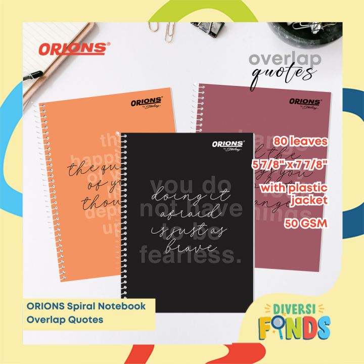 Orions OVERLAP Spiral Notebook W/Plastic Jacket 80lvs- Set of 1, 3, 6 ...