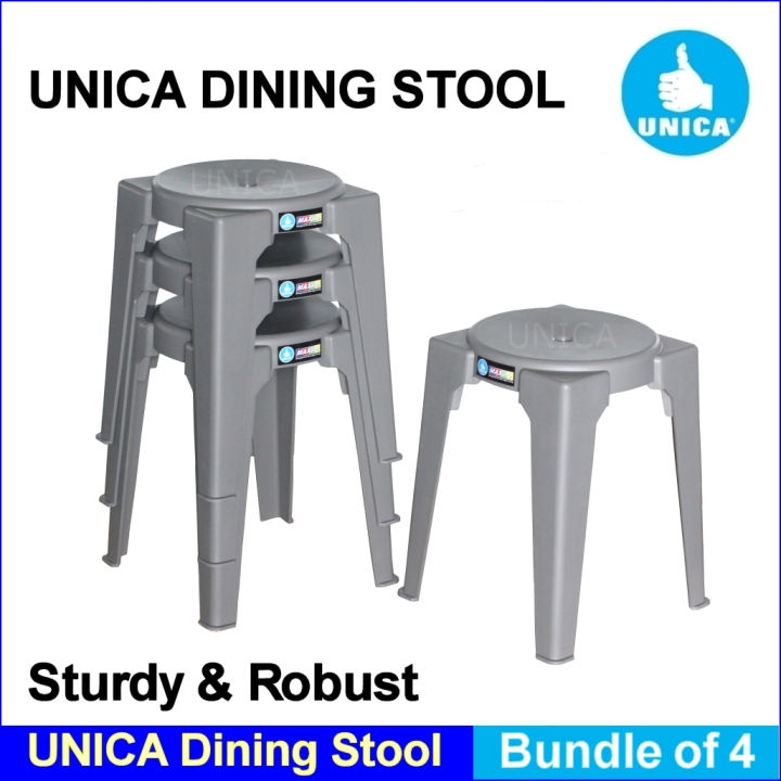 UNICA Dining Stool (Bundle of 4) Strong, Classic, Robust, Space Saving ...