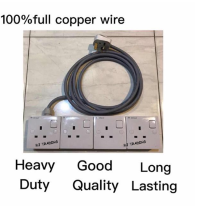 (READY STOCK) (HEAVY DUTY) 4 way extension wire socket c/w 70/0076 FULL ...