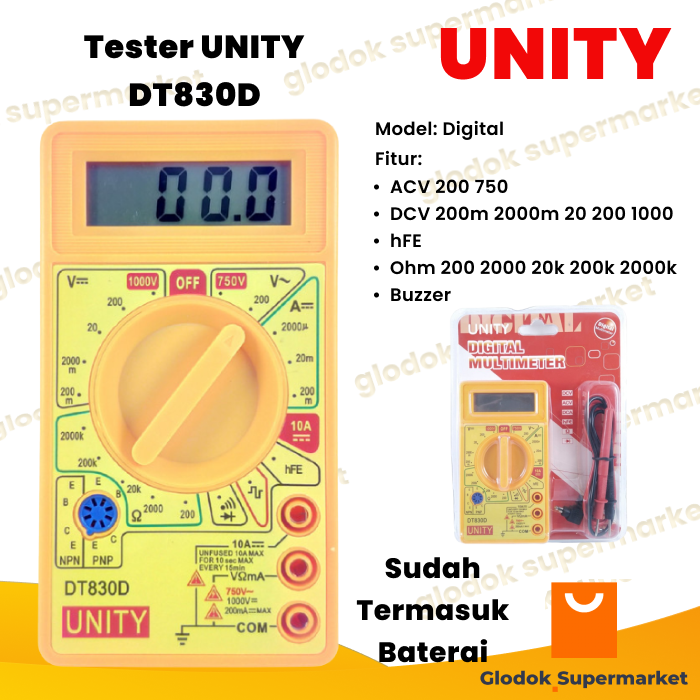 Digital Multimeter UNITY DT830D MultiTester DT-830D Avometer | Lazada ...