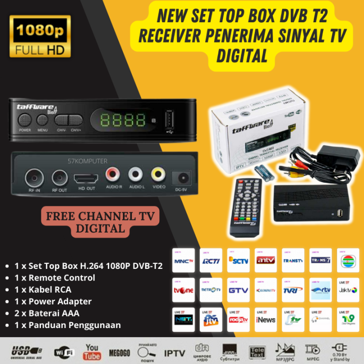 TV Digital Set Top Box STB DVB T2 Paket Set Box Siaran TV Digital ...