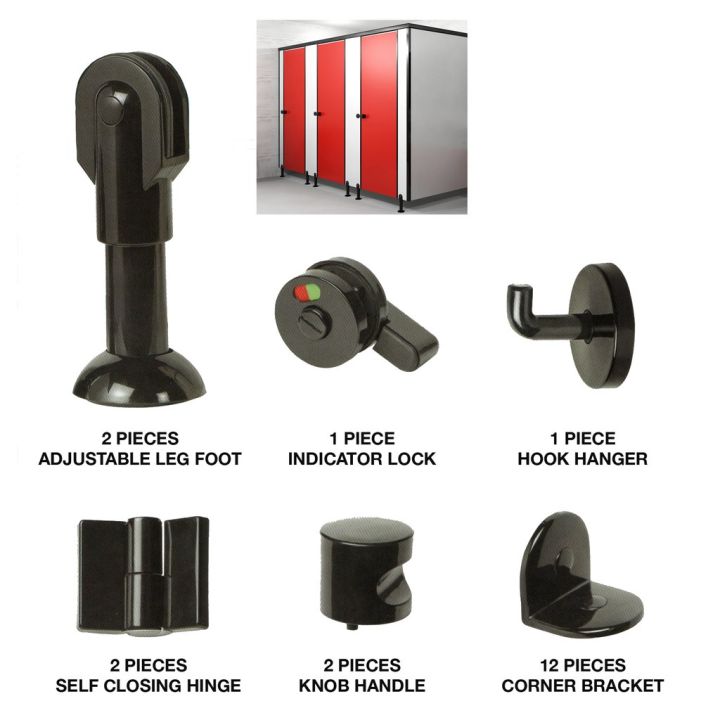 1 Set Black Nylon Toilet Partition Toilet Partition Door Lock Braces ...