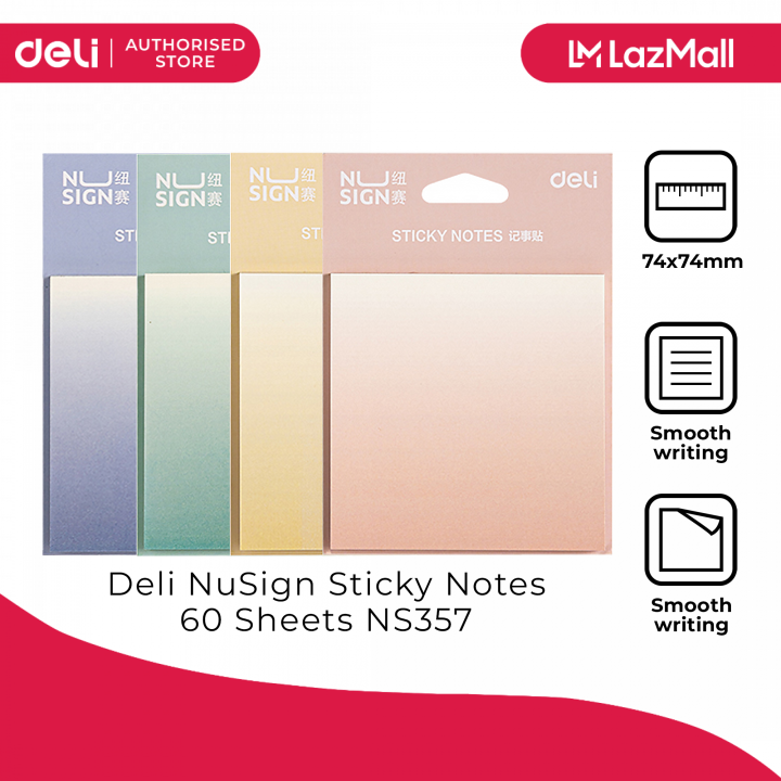Deli NuSign Sticky Notes 60 Sheets NS357 [79NS357] | Lazada PH